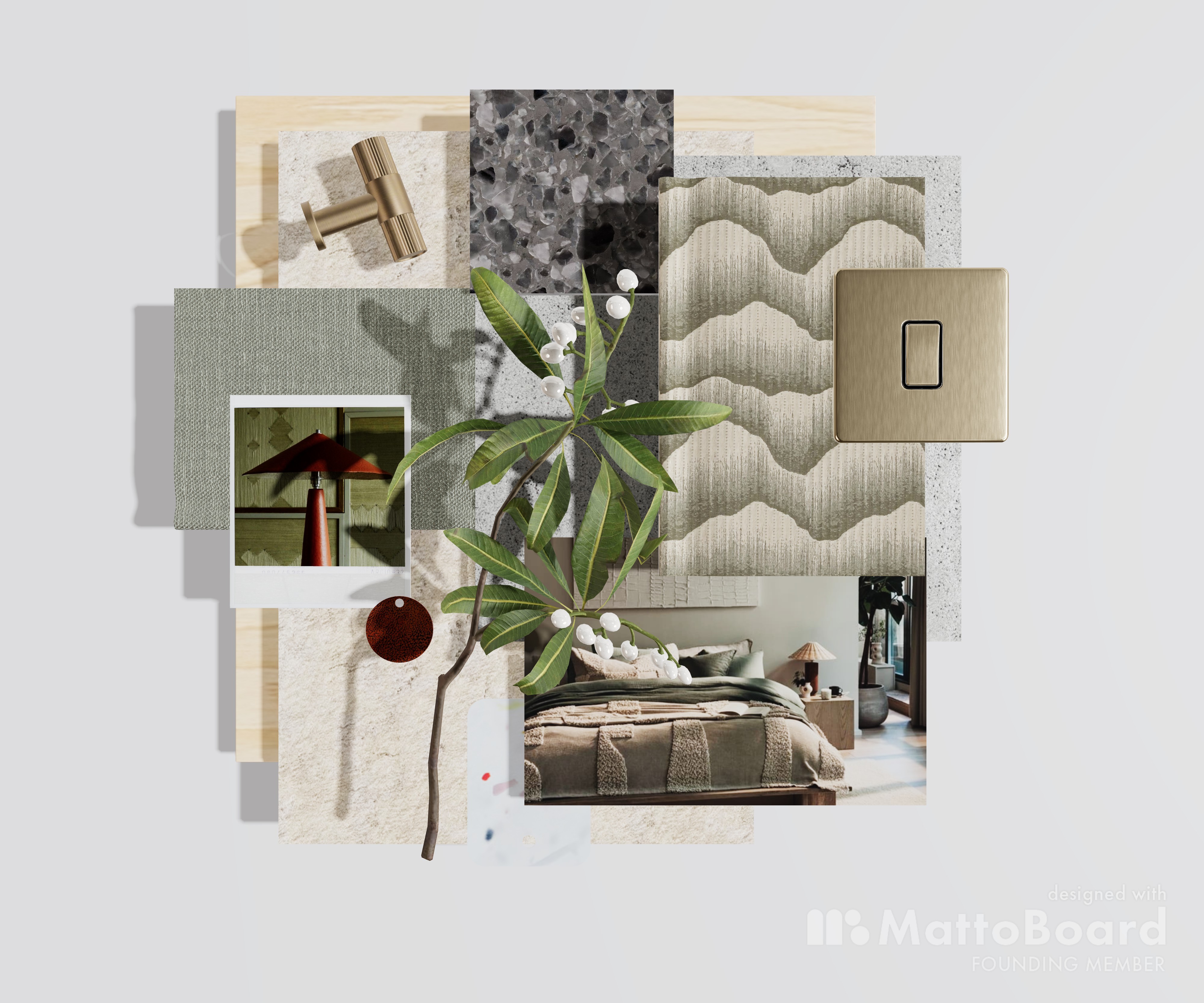 Proportions and hierarchy when designing material sample boards and mood boards